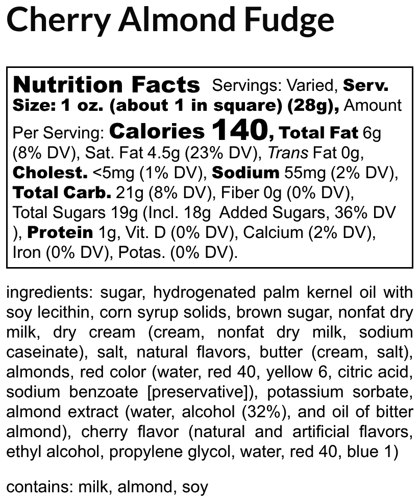 Cherry Almond Fudge – Old South Candy